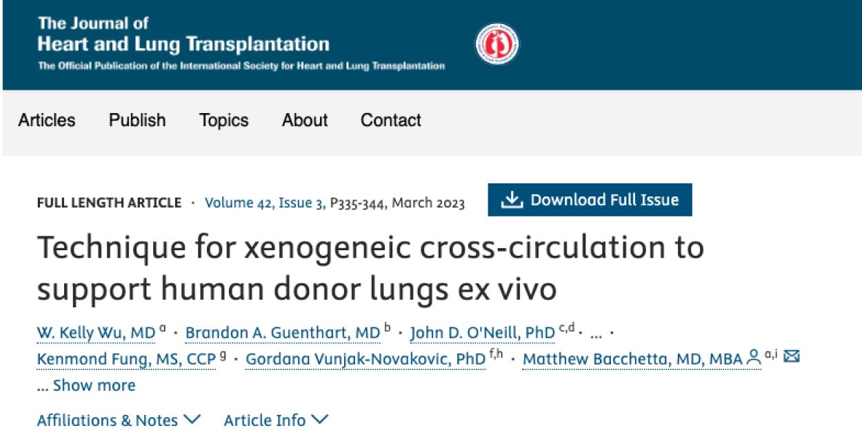 Technique for Xenogeneic Cross-Circulation to Support Human Donor Lung ...